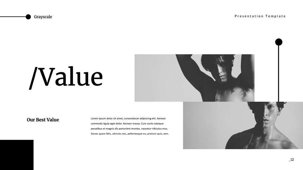 Grayscale Powerpoint Presentation Template, Presentation Templates