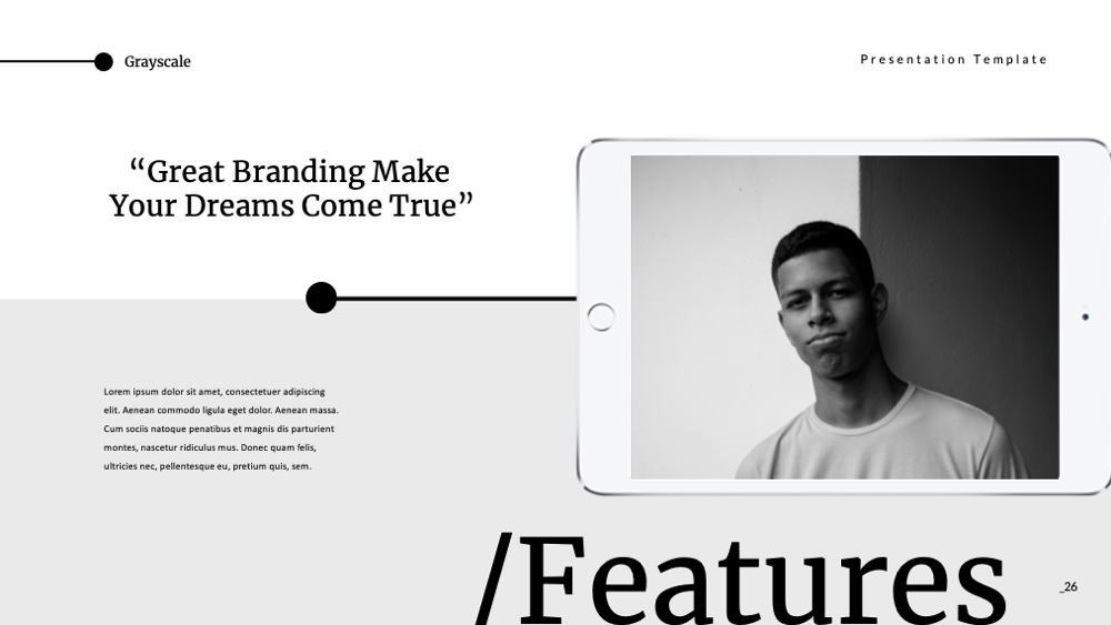 Grayscale Powerpoint Presentation Template, Presentation Templates