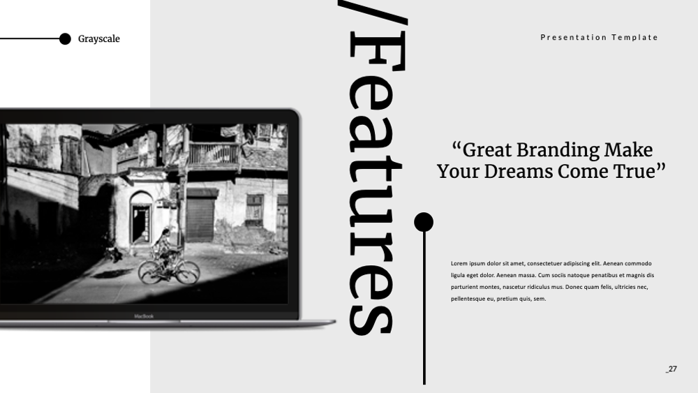 Grayscale Powerpoint Presentation Template, Presentation Templates