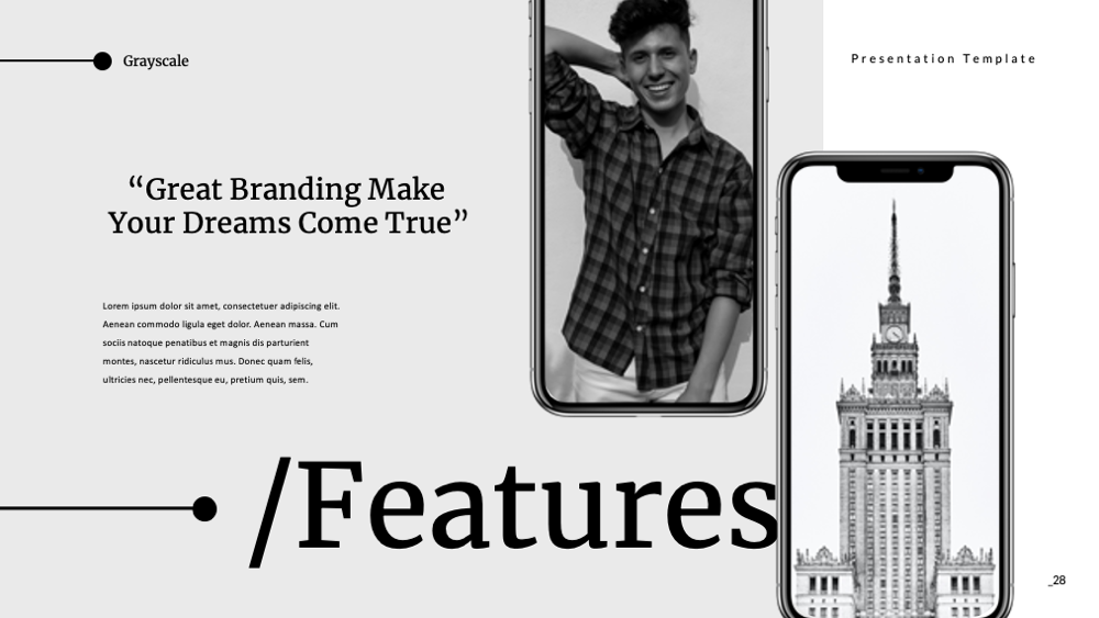 Grayscale Powerpoint Presentation Template, Presentation Templates