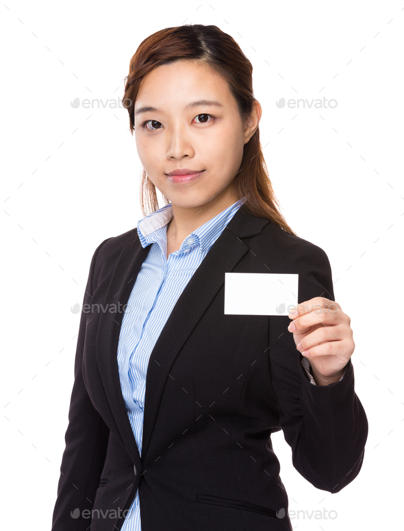 Businesswoman hold with name card Stock Photo by leungchopan | PhotoDune