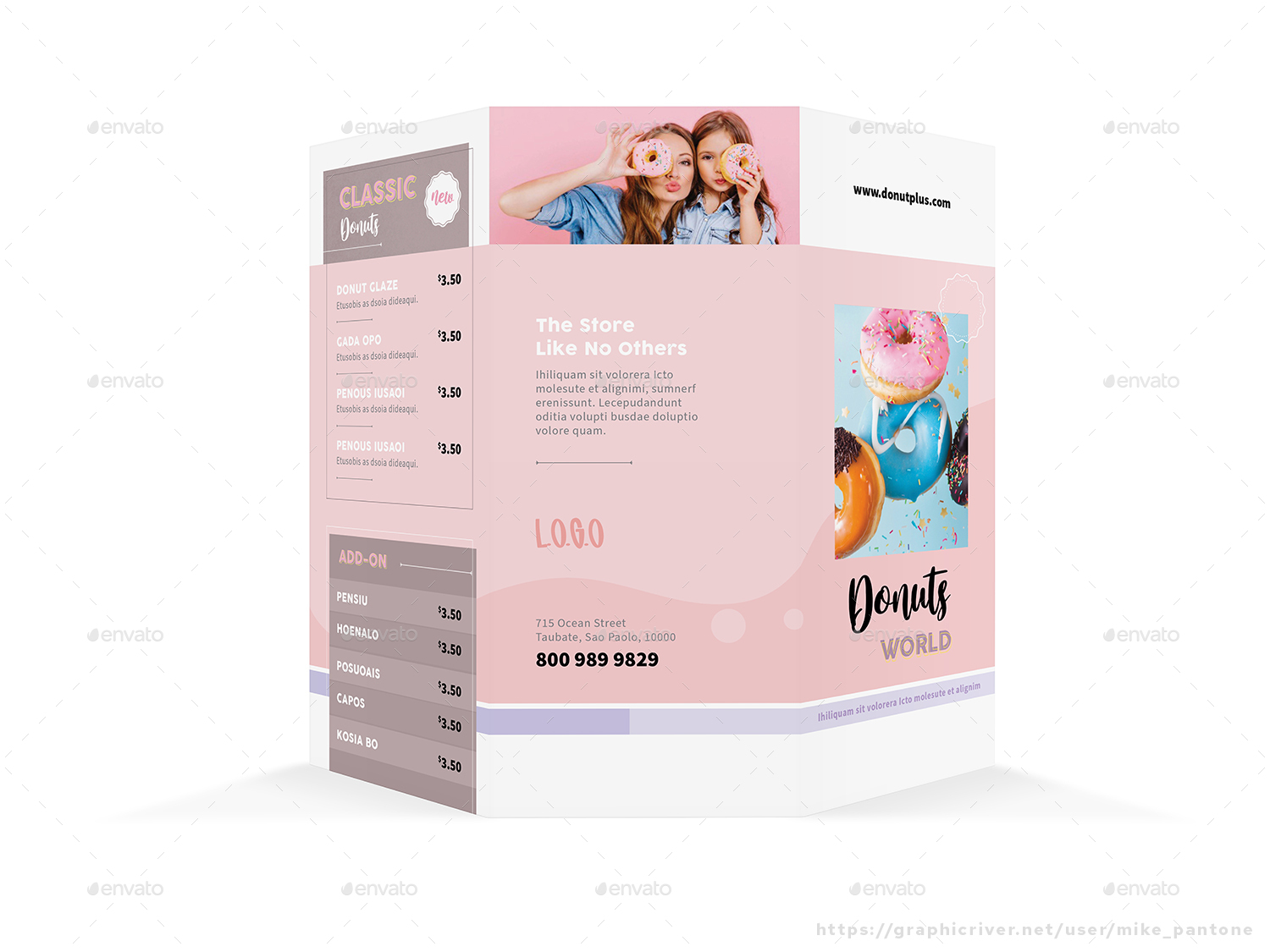 Donuts Cafe Trifold Menu, Print Templates | GraphicRiver
