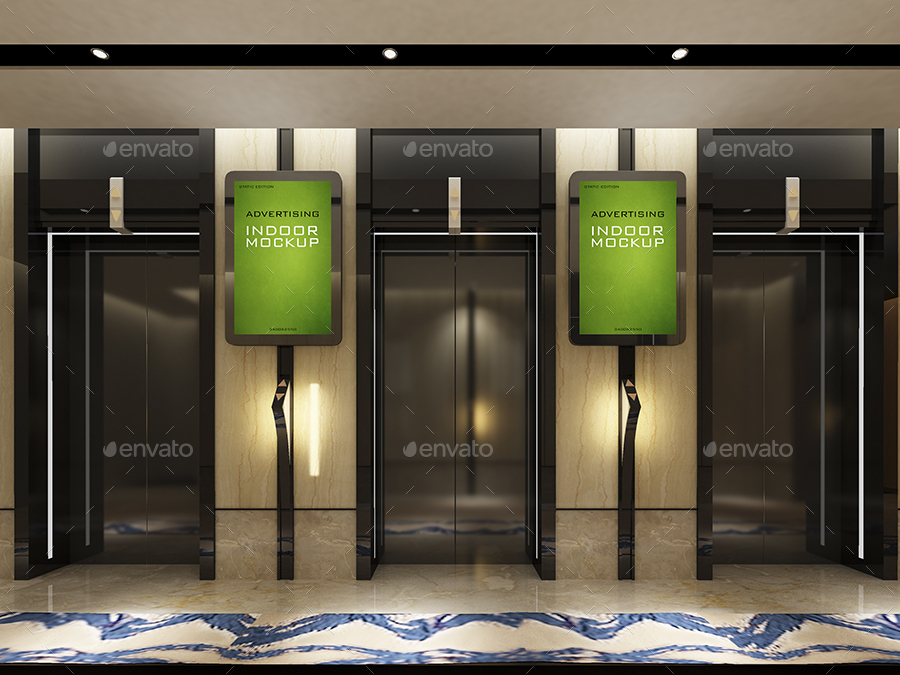 Poster Urban Elevator Lightbox Mock-Ups, Graphics | GraphicRiver