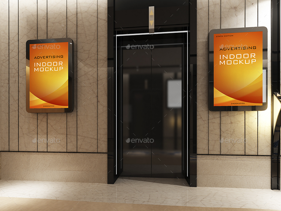 Poster Urban Elevator Lightbox Mock-Ups, Graphics | GraphicRiver