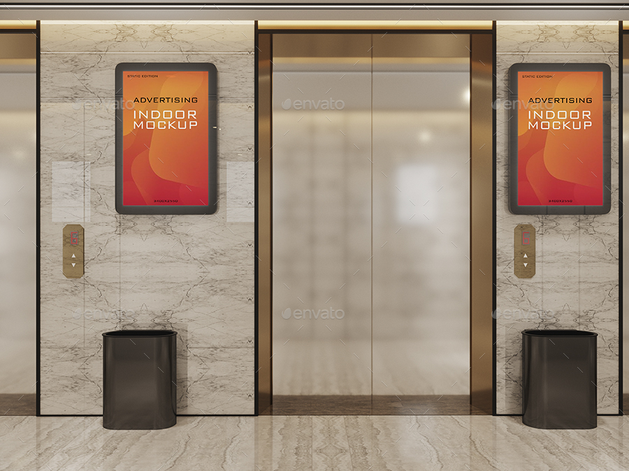 Poster Urban Elevator Lightbox Mock-Ups, Graphics | GraphicRiver