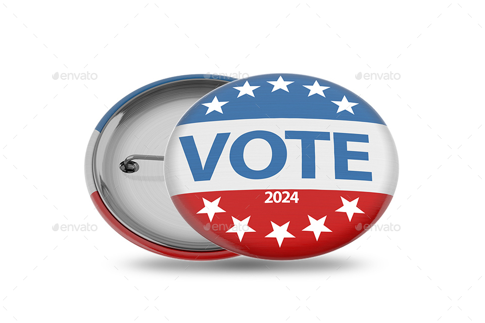 Vote 2024 Buttons Isolated 3D Renders, Graphics | GraphicRiver