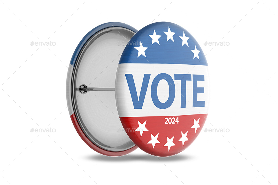 Vote 2024 Buttons Isolated 3D Renders, Graphics | GraphicRiver