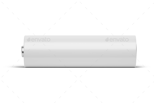 Blank AA battery isolated on white. 3D rendering mock-up. Stock Photo ...