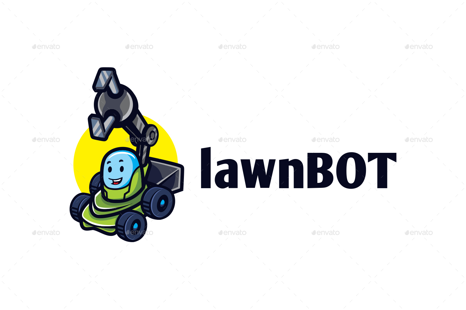 Cartoon Lawn Robot Character Mascot Logo, Logo Templates | GraphicRiver
