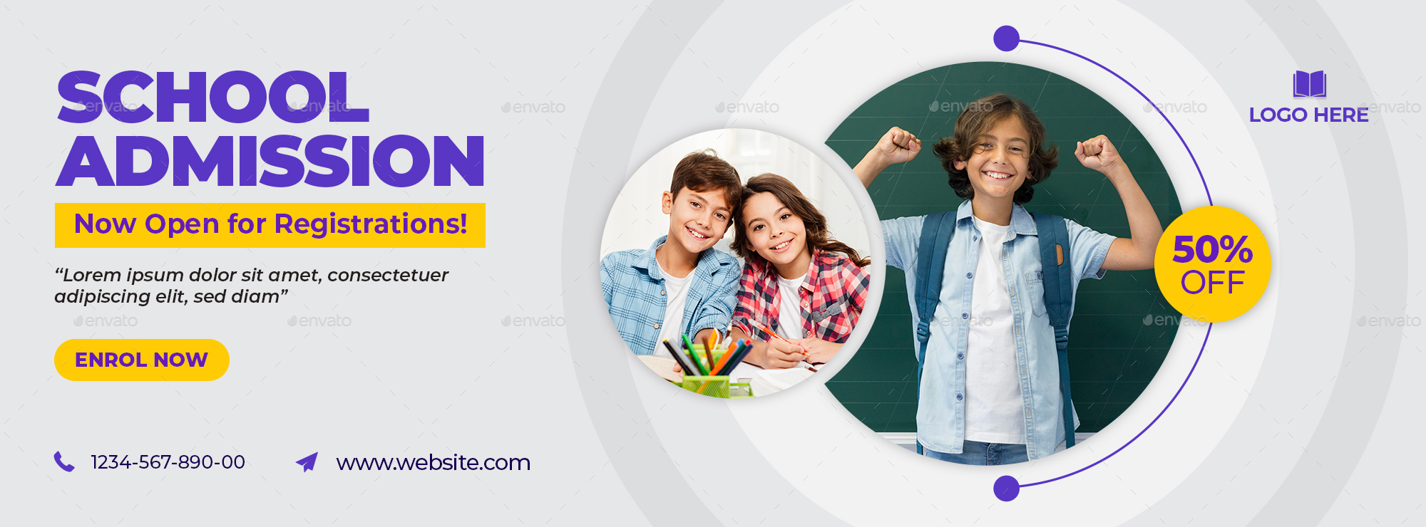 Kids Education Facebook Cover Template, Web Elements | GraphicRiver