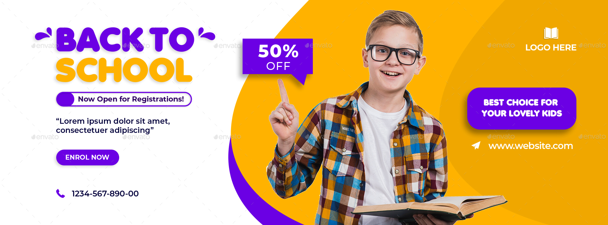 Kids Education Facebook Cover Template, Web Elements | GraphicRiver