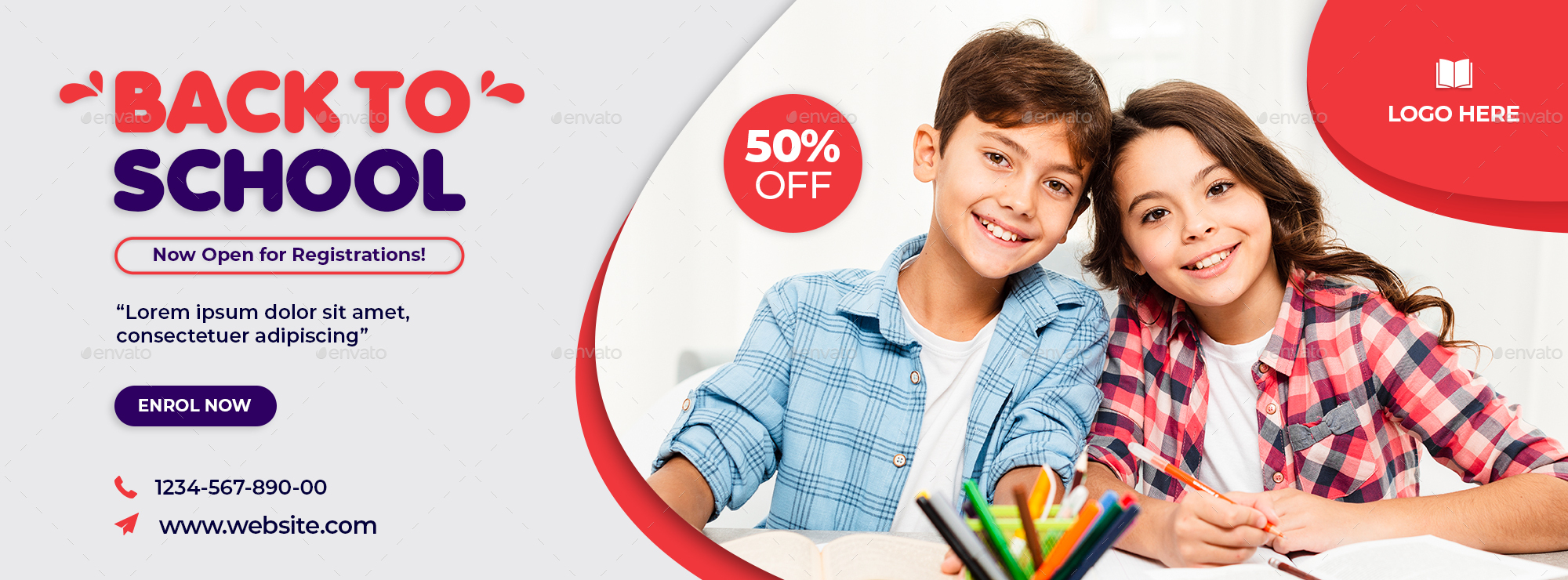 Kids Education Facebook Cover Template, Web Elements | GraphicRiver