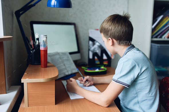 The concept of lessons from home and home family education. Stock Photo ...