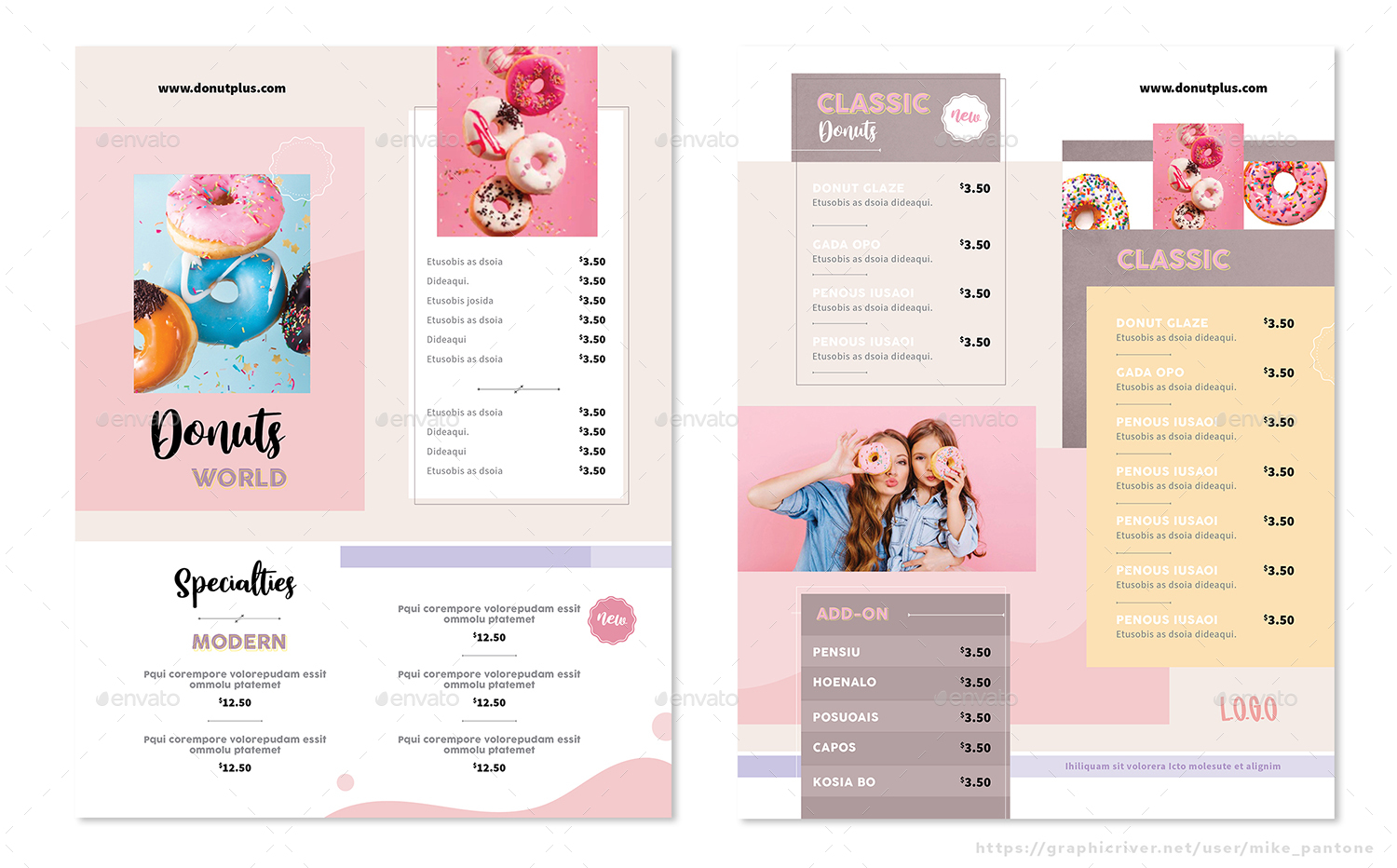 Donuts Cafe Menu Flyers – 4 Options, Print Templates | GraphicRiver