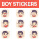 Boy Stickers Set, Vectors | GraphicRiver