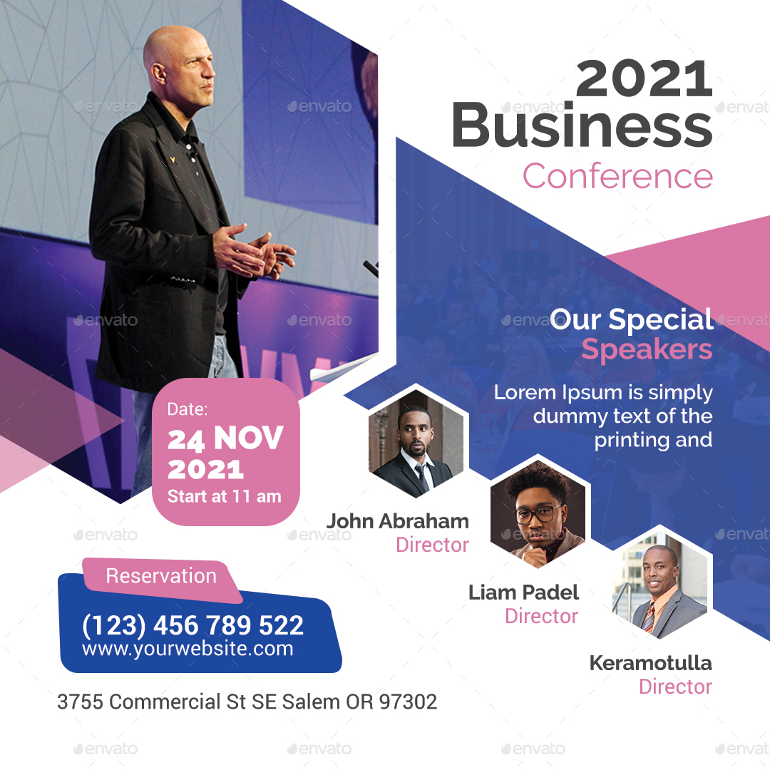 Conference Social Media Post Template, Web Elements | GraphicRiver