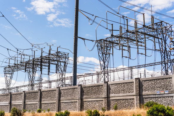 Electricity transmission substation Stock Photo by SundryPhotography