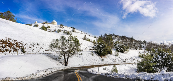 Freshly fallen snow on top of Mount Hamilton Stock Photo by ...