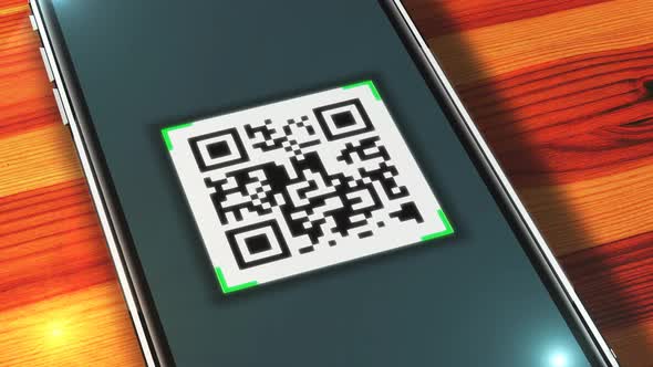 QR code on screen of smartphone. Scanning Quick Response code., Motion ...