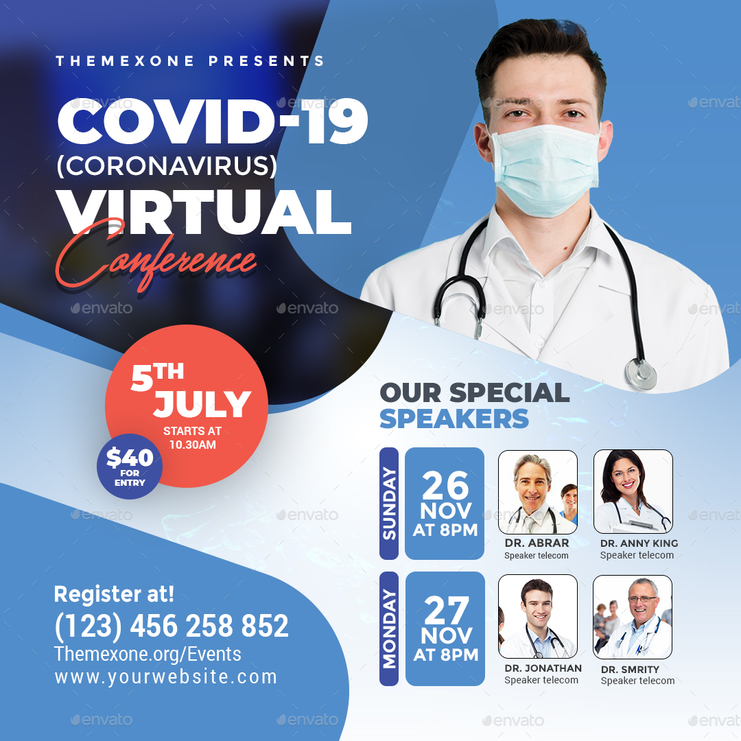 Virtual Conference Social Media Post, Web Elements | GraphicRiver