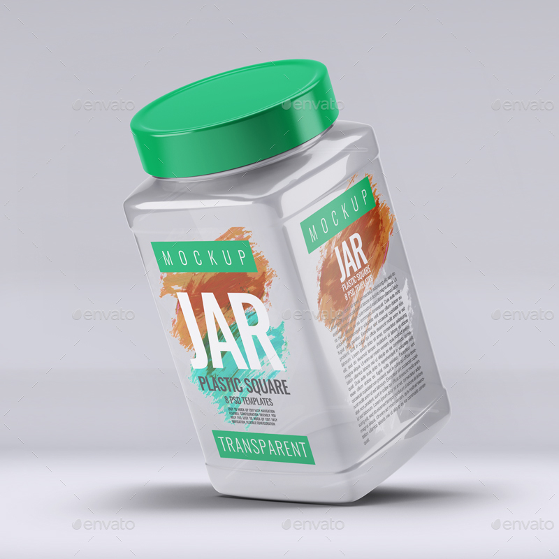 Plastic Square Jar Mock-Up, Graphics | GraphicRiver