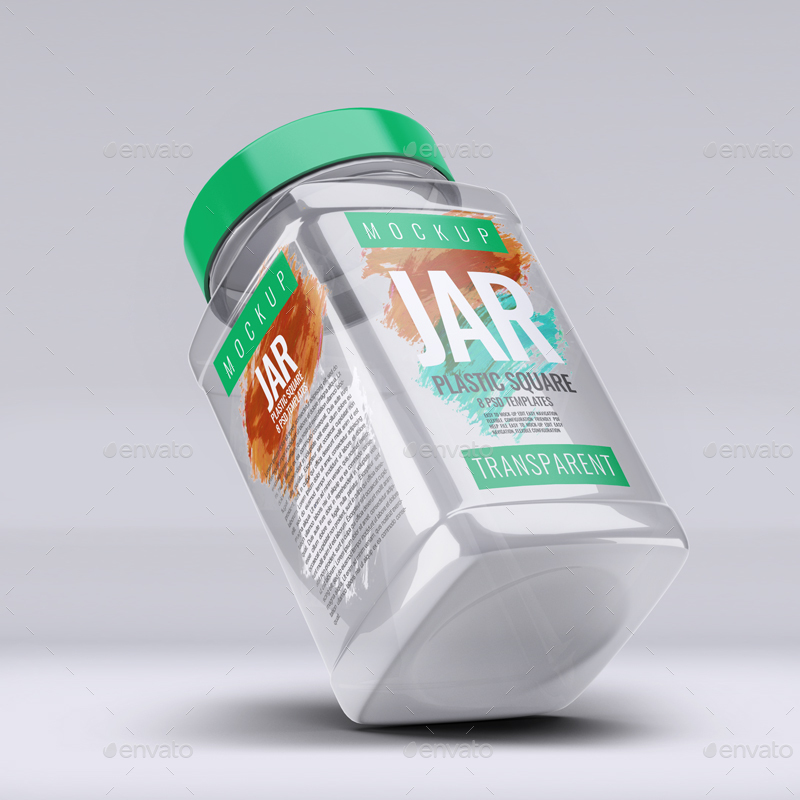 Plastic Square Jar Mock-Up, Graphics | GraphicRiver