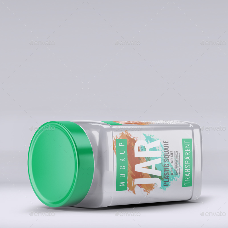 Plastic Square Jar Mock-Up, Graphics | GraphicRiver