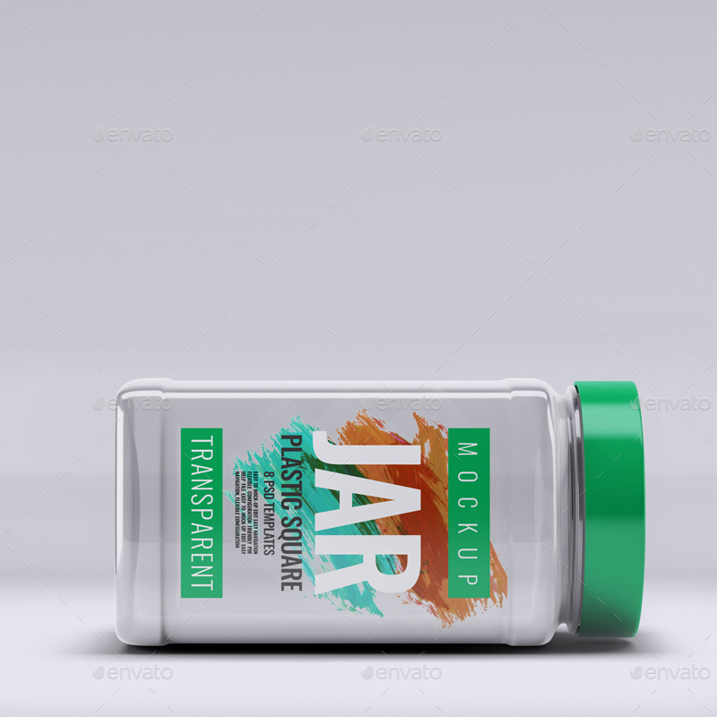 Plastic Square Jar Mock-Up, Graphics | GraphicRiver