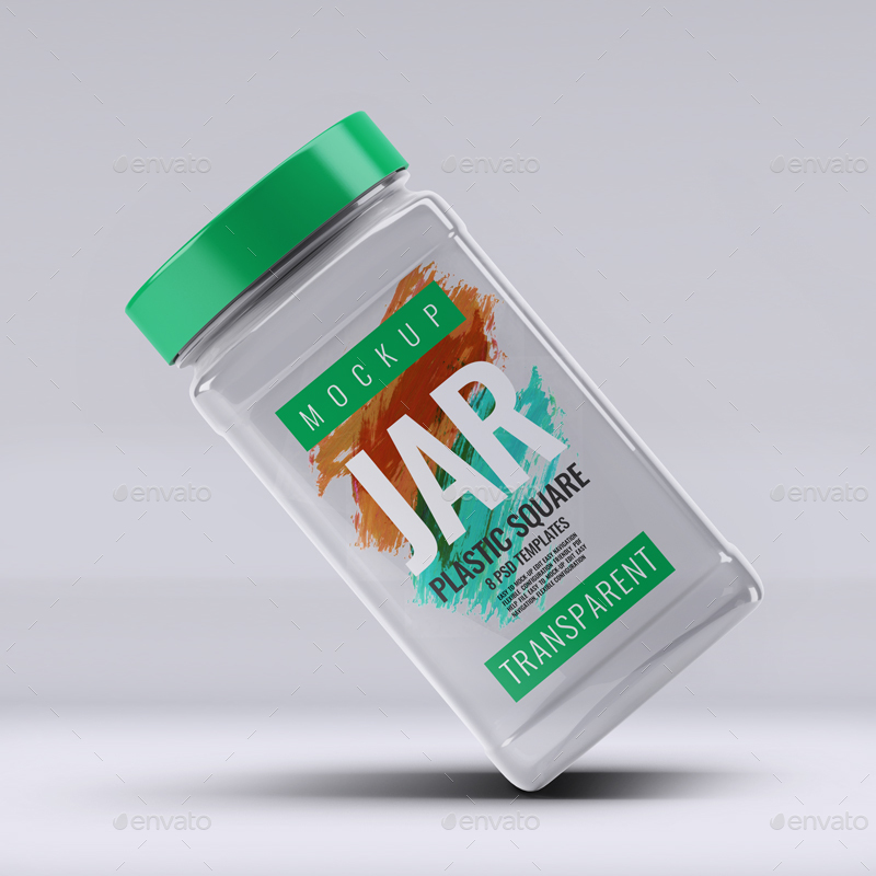 Plastic Square Jar Mock-Up, Graphics | GraphicRiver