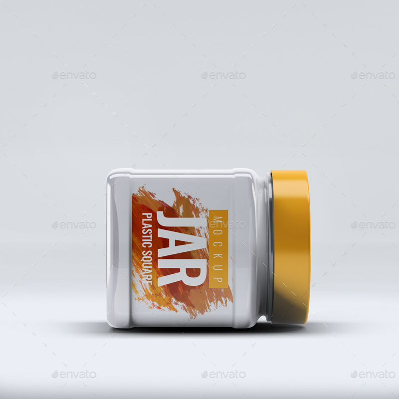 Plastic Square Jar Mock-Up v.2, Graphics | GraphicRiver