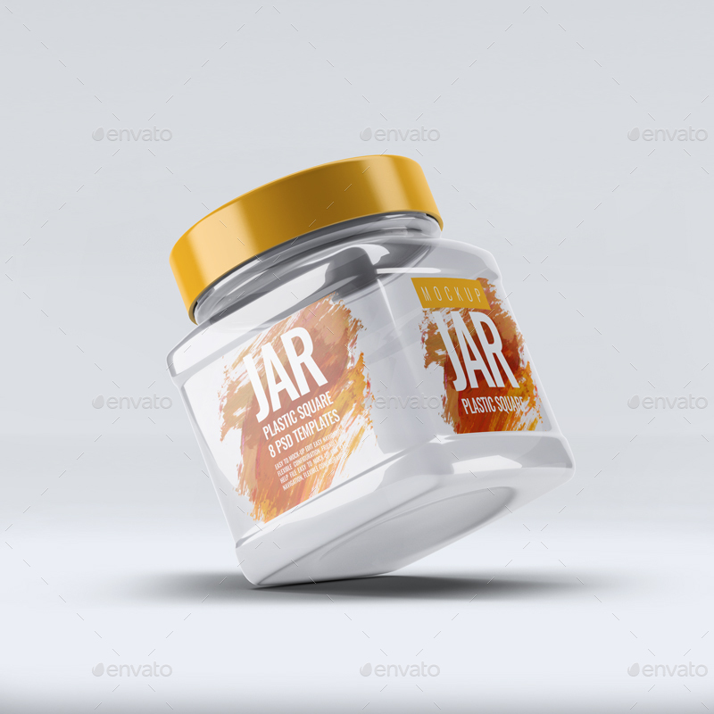 Plastic Square Jar Mock-Up v.2, Graphics | GraphicRiver