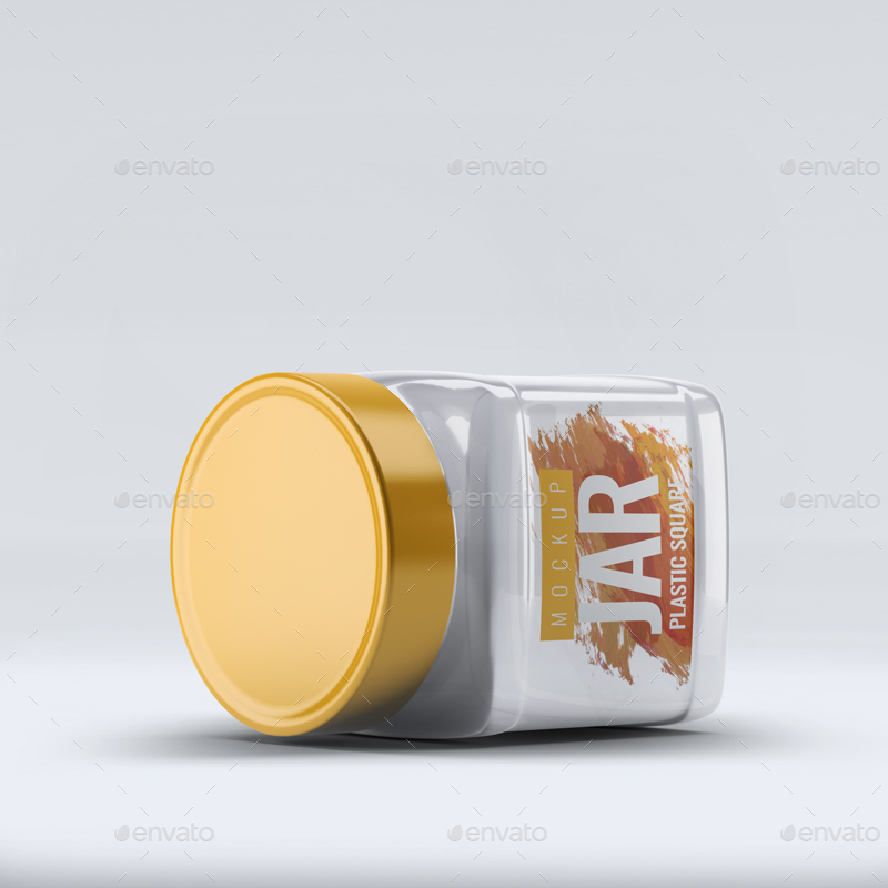 Plastic Square Jar Mock-Up v.2, Graphics | GraphicRiver