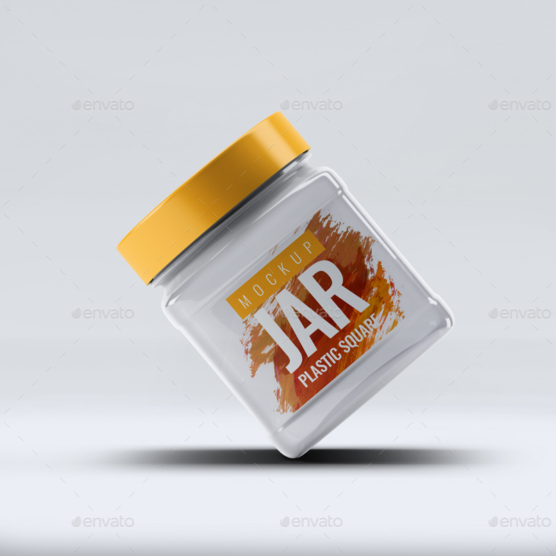 Plastic Square Jar Mock-Up v.2, Graphics | GraphicRiver