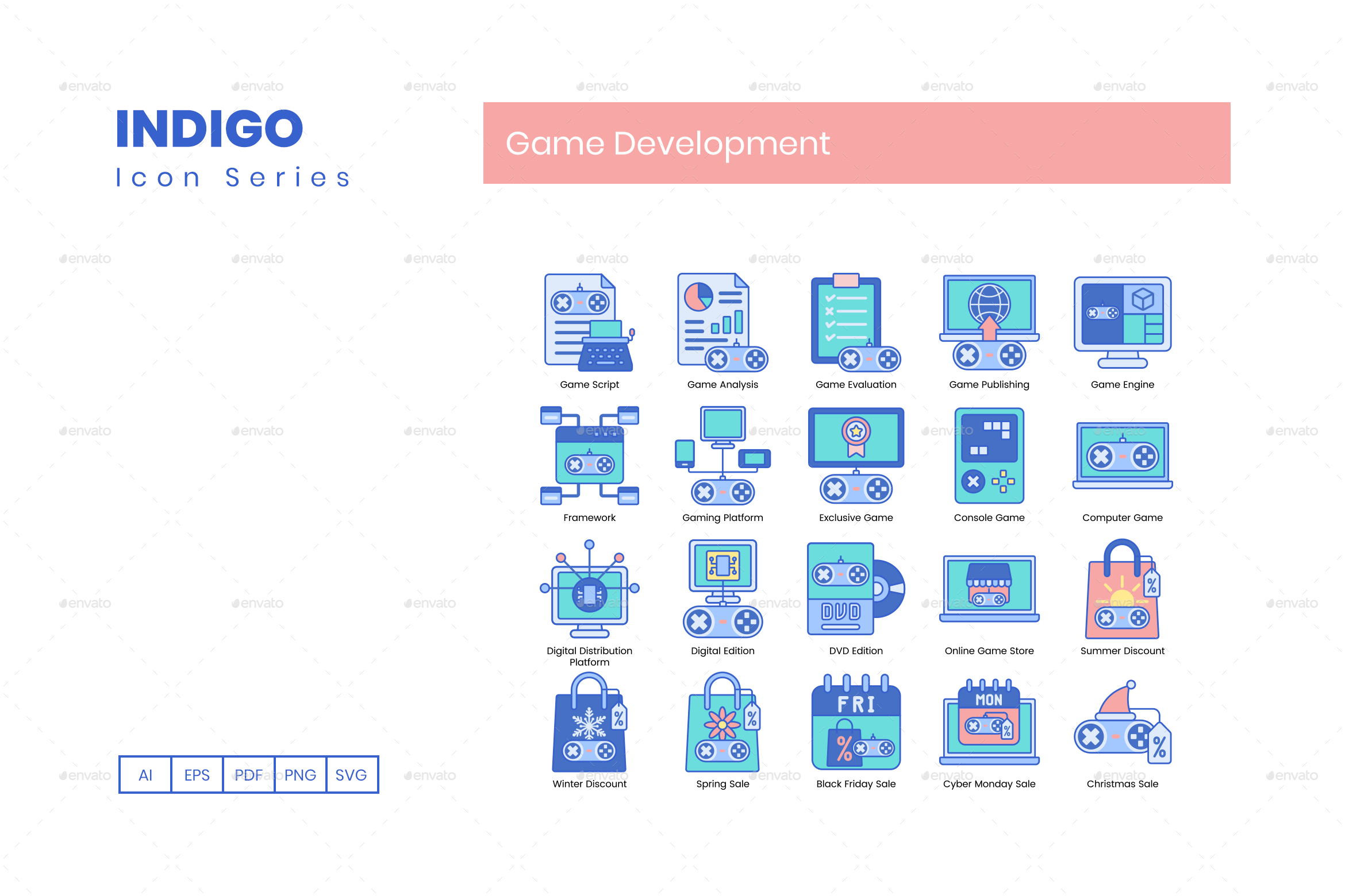 85 Game Development Icons | Indigo Series, Icons | GraphicRiver