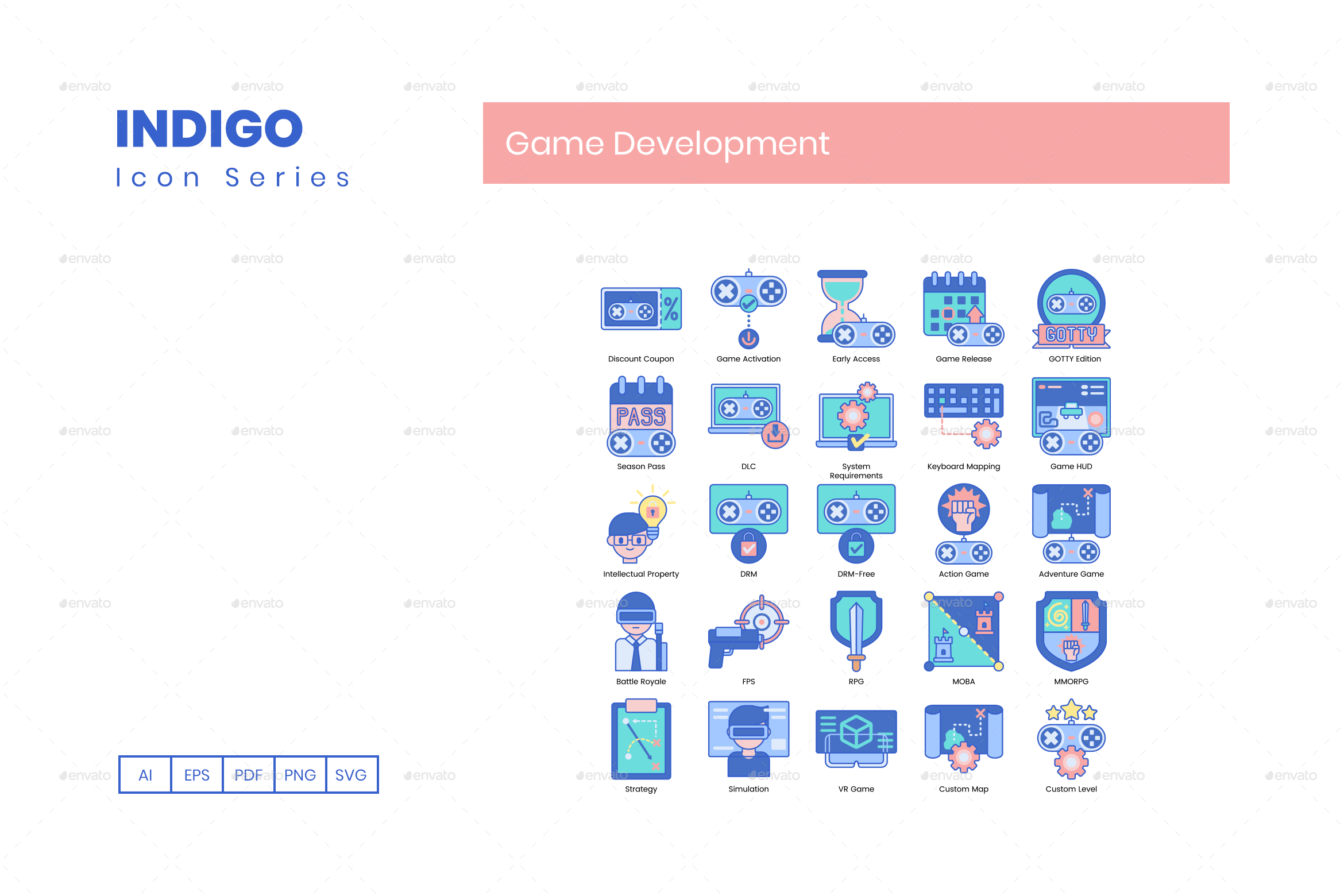 85 Game Development Icons | Indigo Series, Icons | GraphicRiver