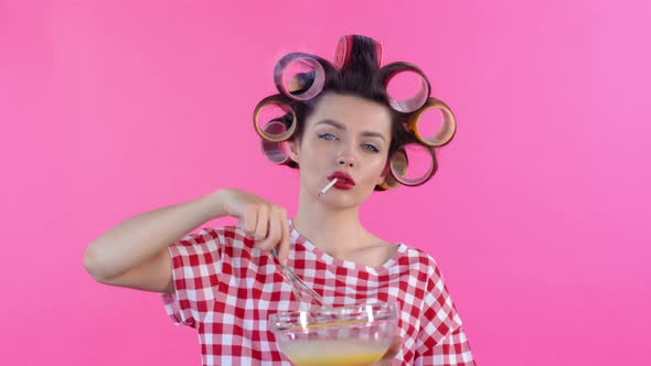 Woman Cooking and Smoking Cigarette, Stock Footage | VideoHive