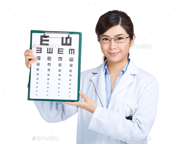 Optician doctor show with eye chart Stock Photo by leungchopan | PhotoDune