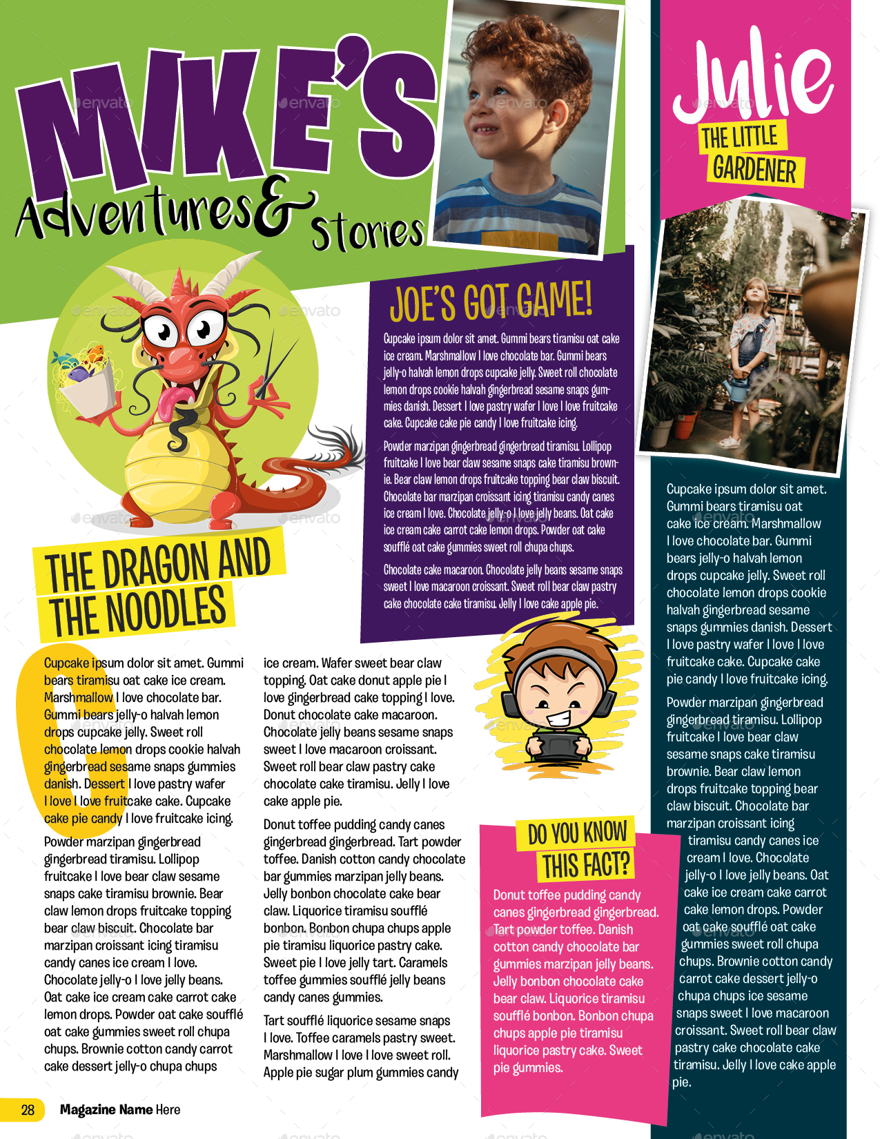 Kids Magazine Template, Print Templates | GraphicRiver