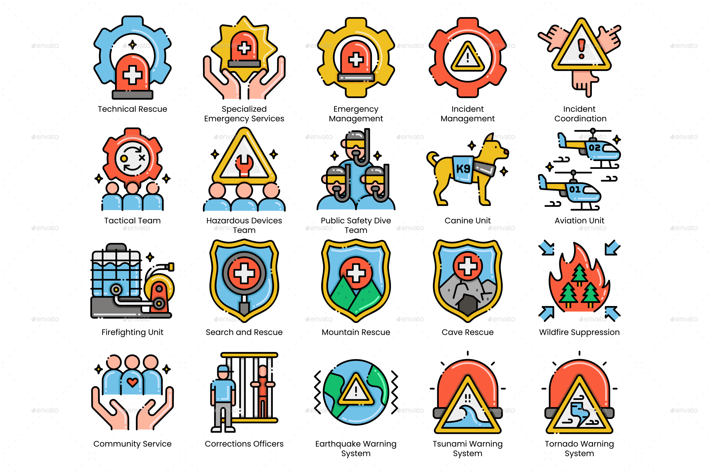 Emergency Services Icons, Icons | GraphicRiver