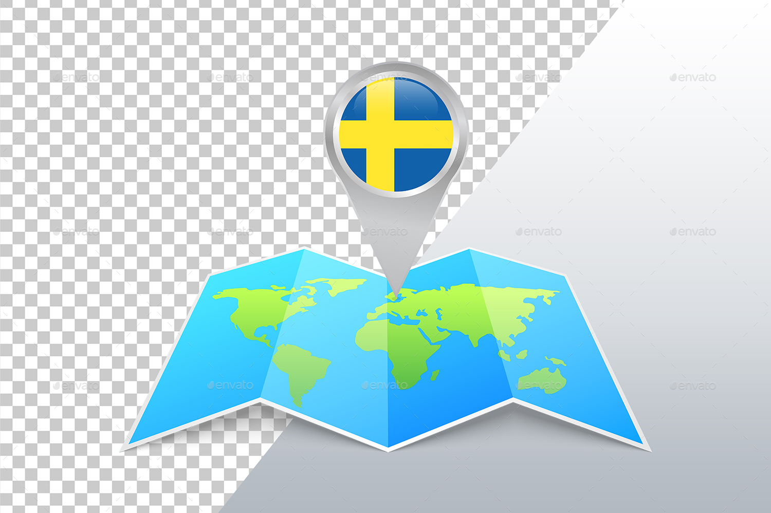 Location Icons of European Countries on the World Map by medelwardi