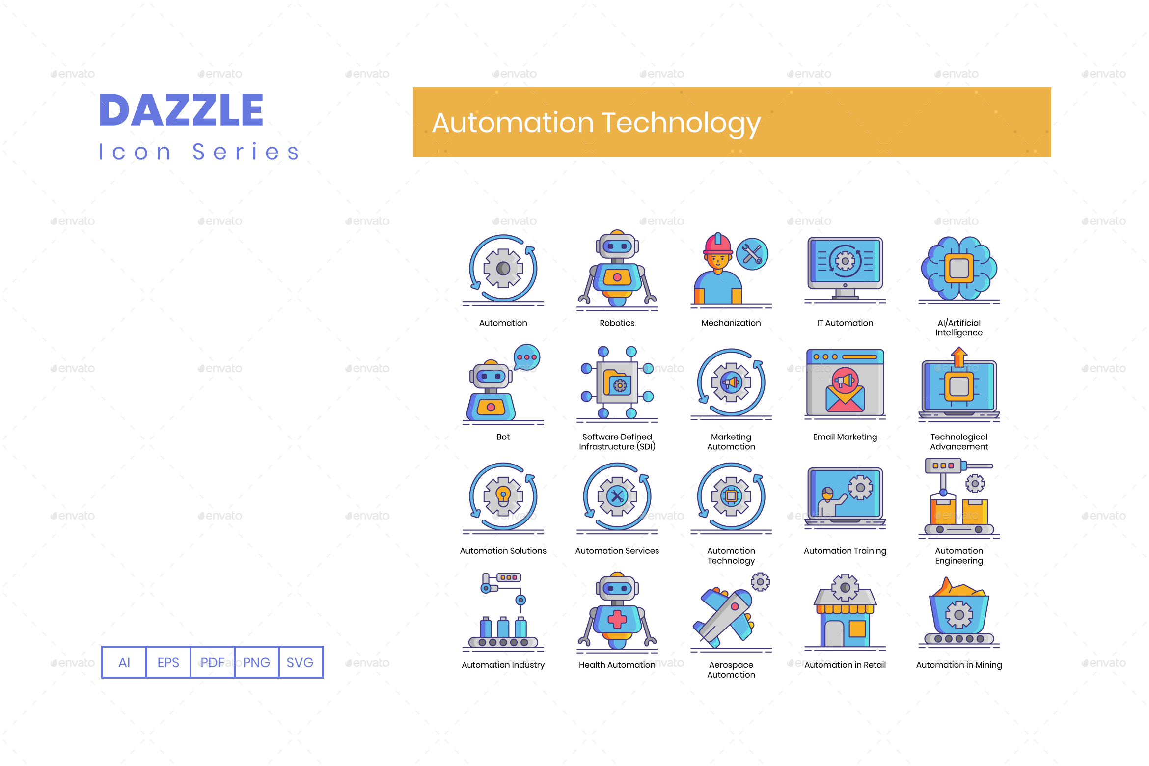 Automation Technology Icons, Icons | GraphicRiver