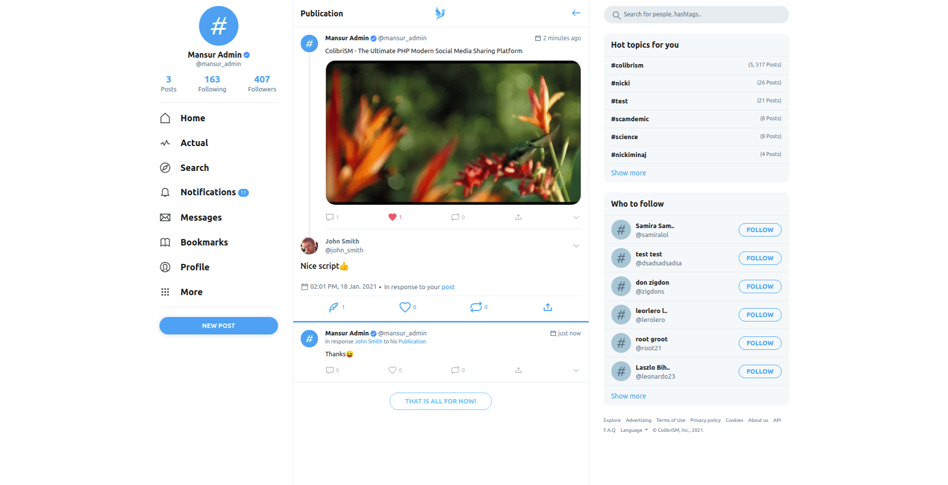 ColibriSM - The Ultimate PHP Modern Social Media Sharing Platform by mansur_tl