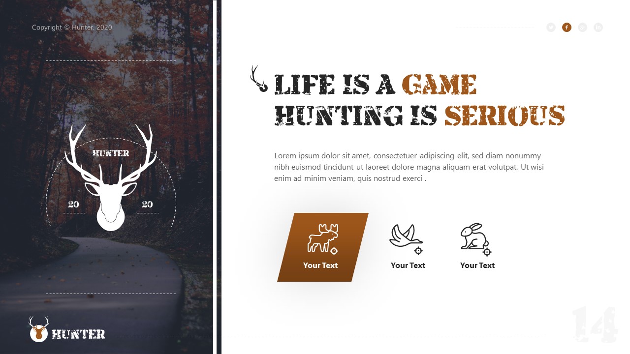 Hunter Hunting Powerpoint Presentation Template Fully Animated by RRgraph