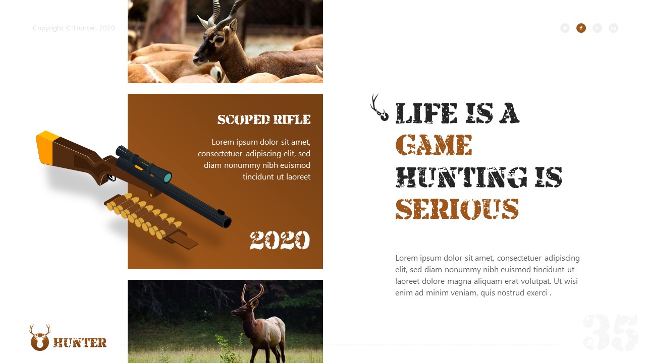 Hunter Hunting Powerpoint Presentation Template Fully Animated by RRgraph