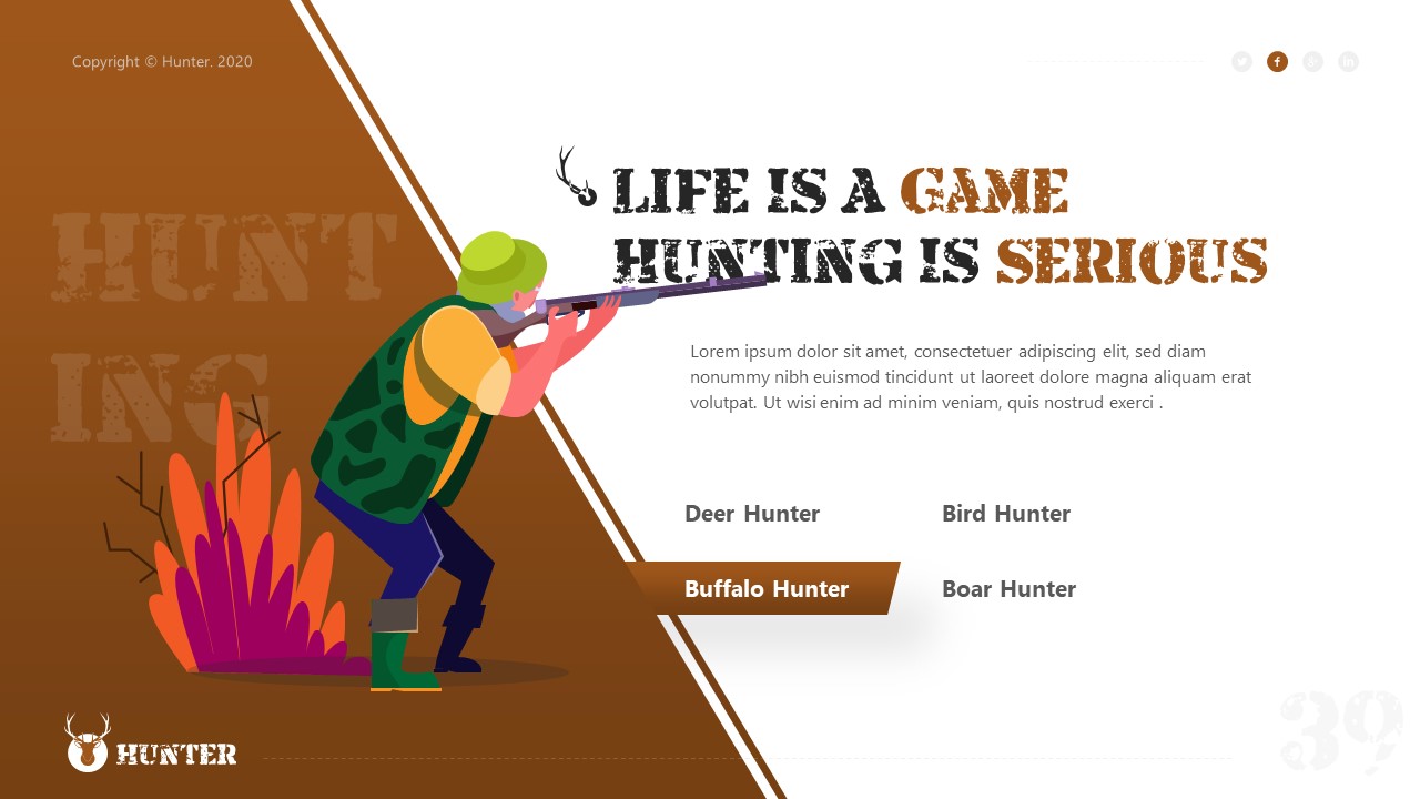 Hunter Hunting Powerpoint Presentation Template Fully Animated by RRgraph