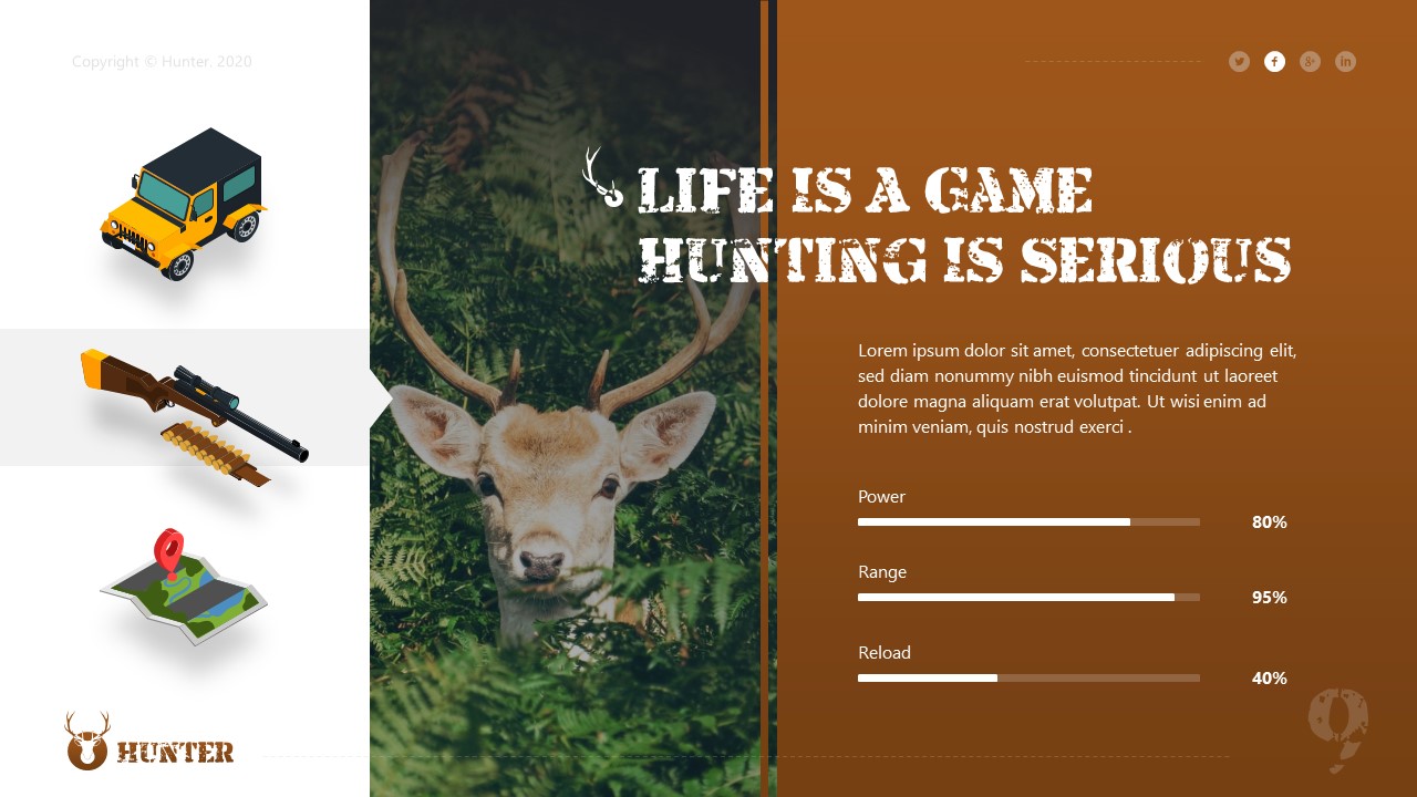 Hunter Hunting Powerpoint Presentation Template Fully Animated by RRgraph