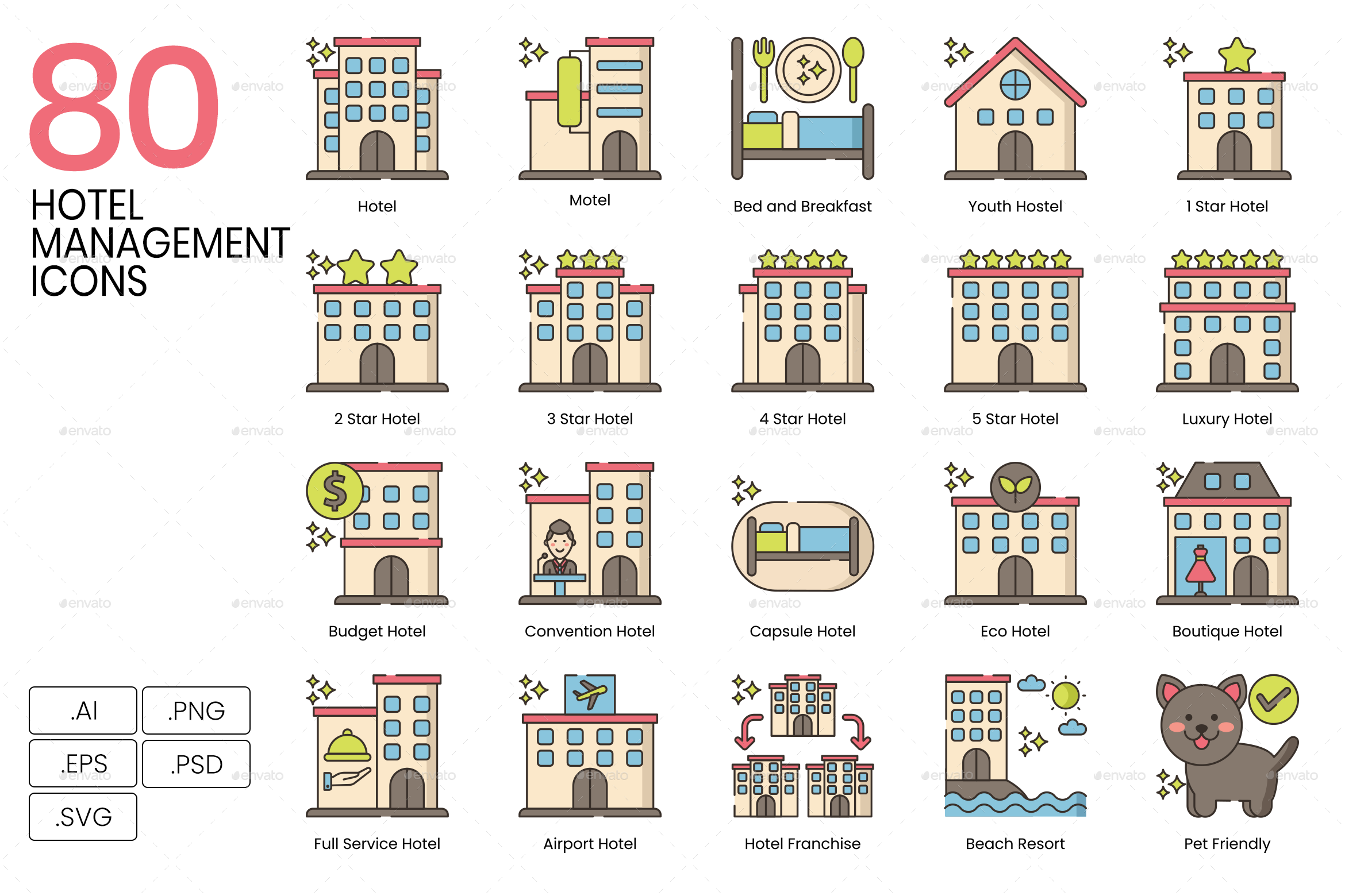 Hotel Management Icons, Icons | GraphicRiver