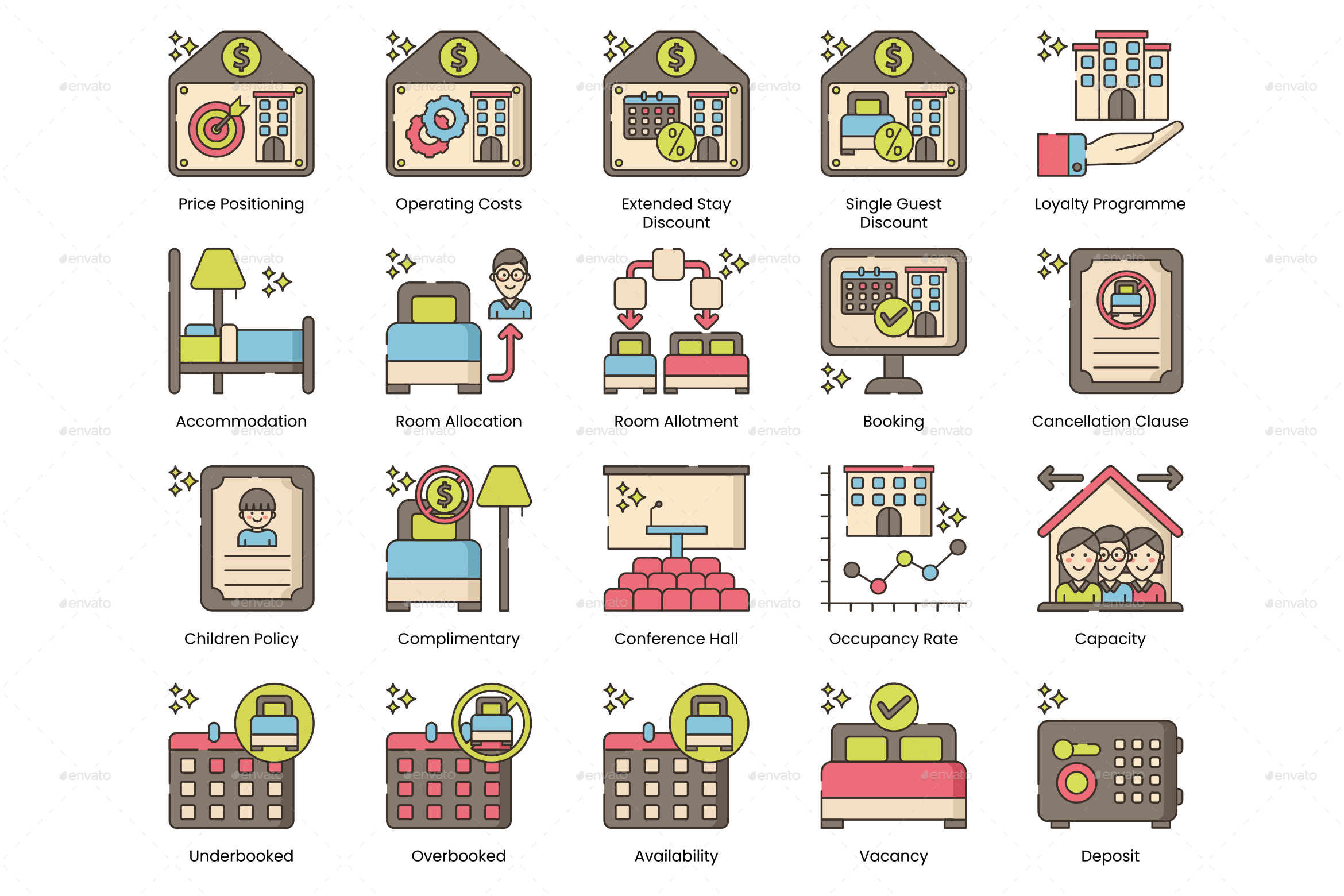 Hotel Management Icons, Icons | GraphicRiver