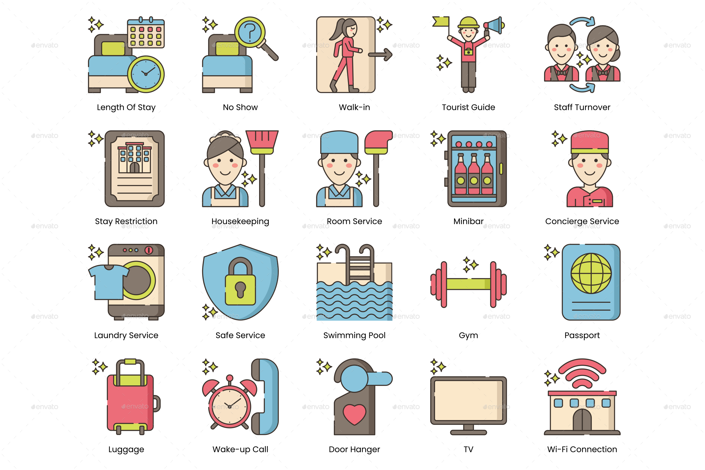 Hotel Management Icons, Icons | GraphicRiver