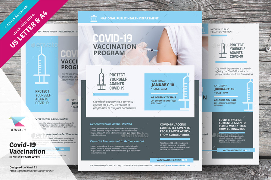 Covid-19 Vaccination Flyer Templates, Print Templates | GraphicRiver